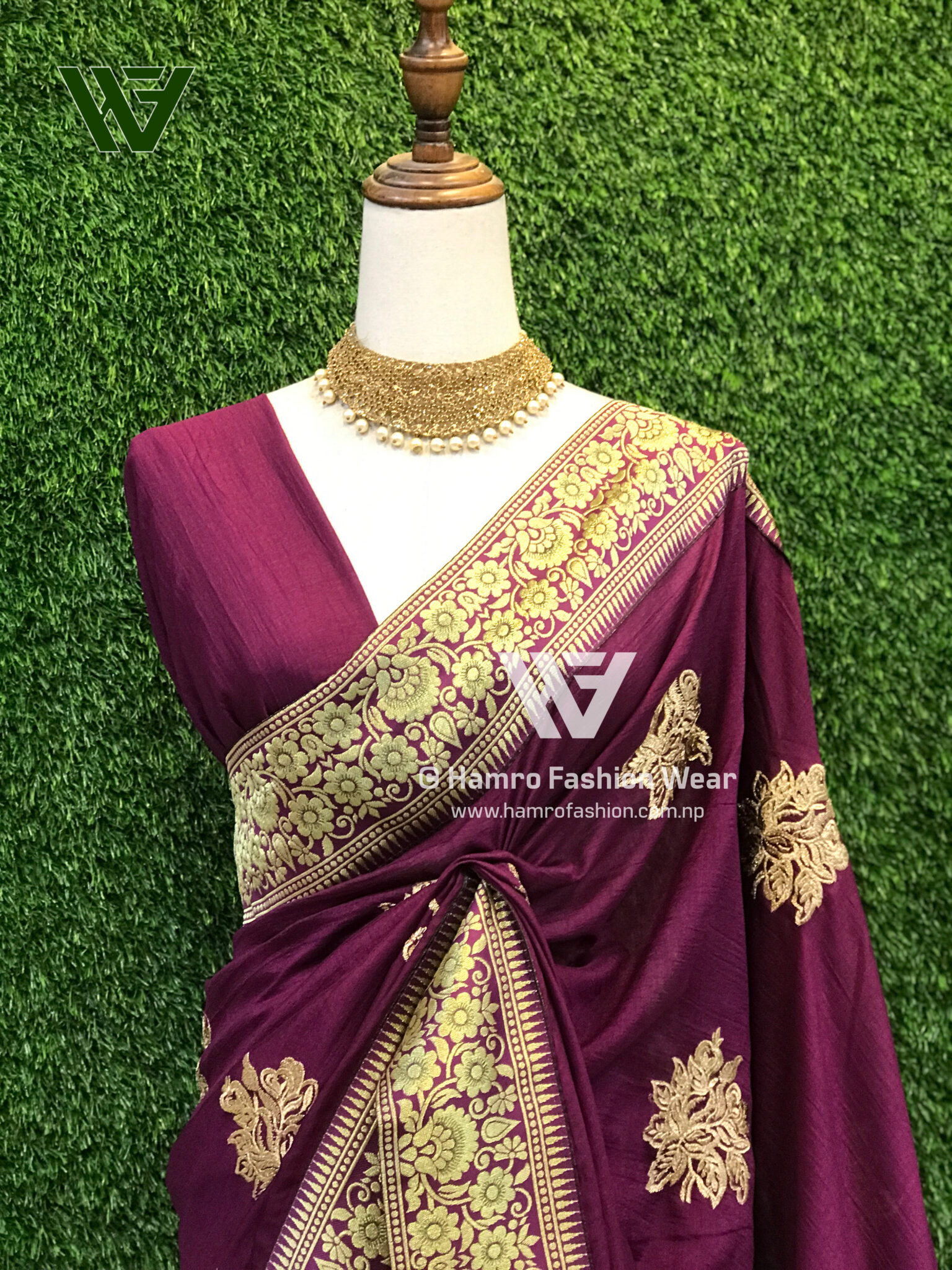 Vichitra Silk Saree and Blouse (Bidur) – Hamro Fashion